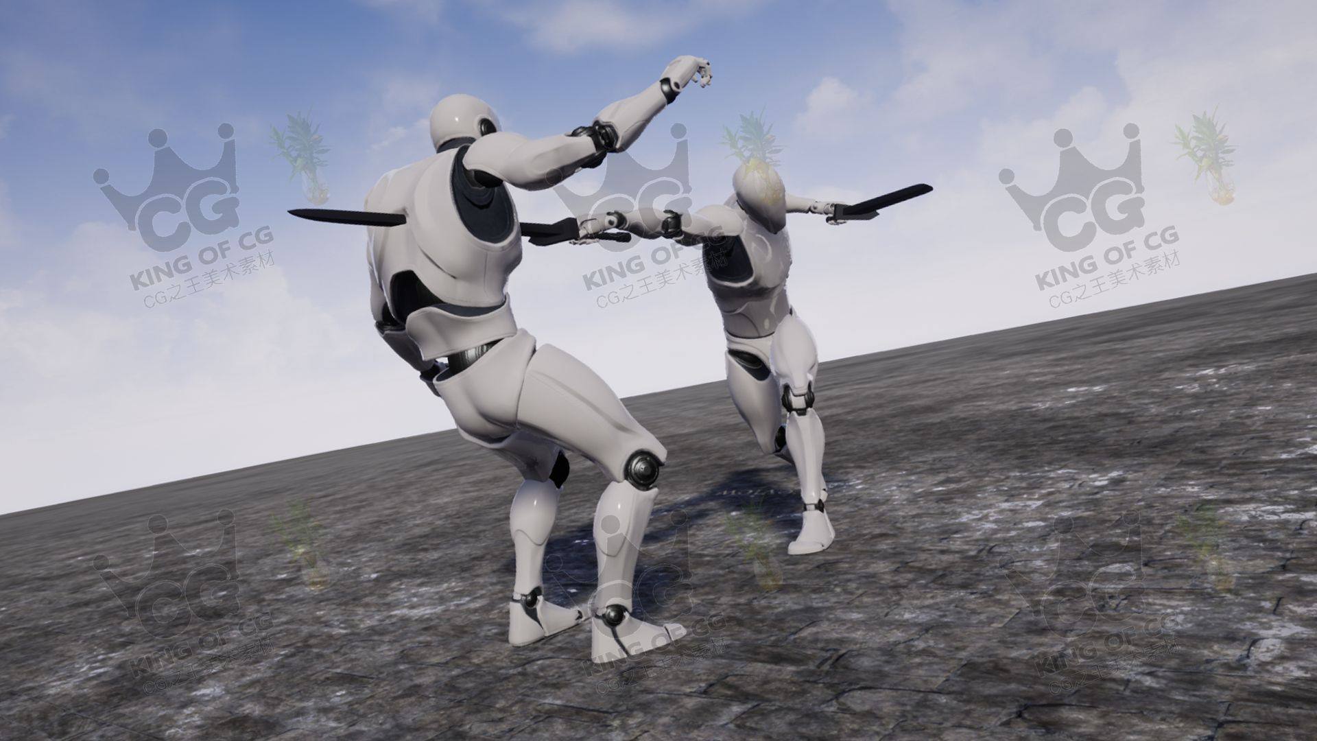 UE5 Unreal 4 Double Sword Double Wing Sword Combat Action Pack Material ...