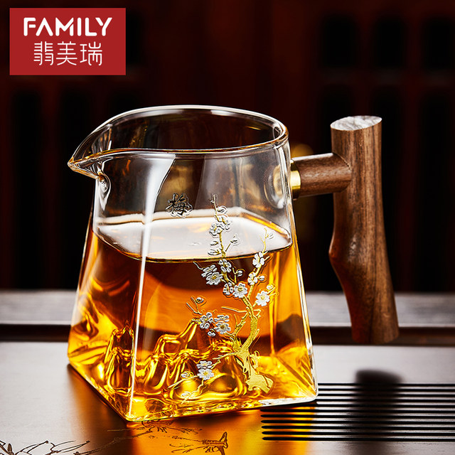 Glass fair cup tea drain all-in-one set mountain view tea dispenser ...