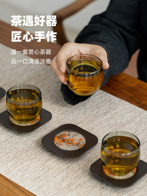 Tea ceremony coaster set Bakelite enamel insulated anti-scalding tea ...