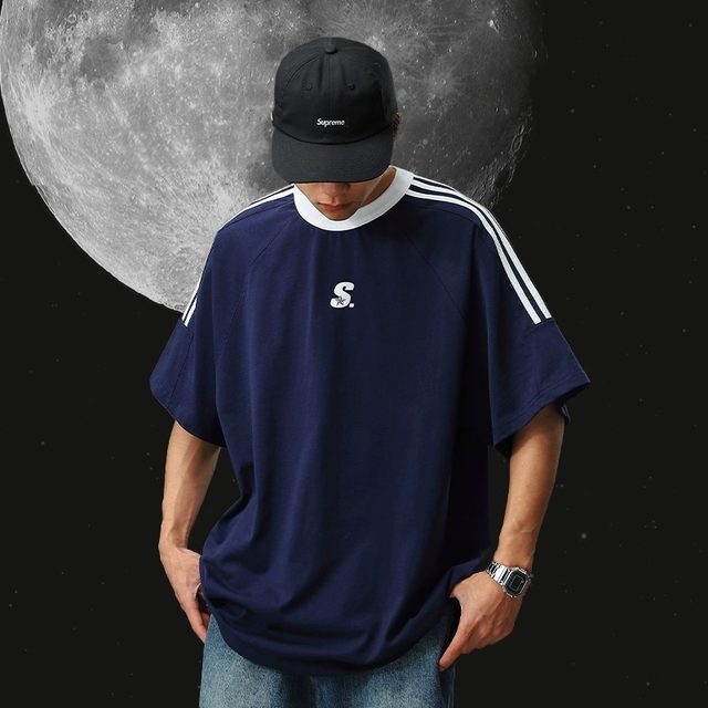 STA national fashion American retro splicing raglan short-sleeved T ...