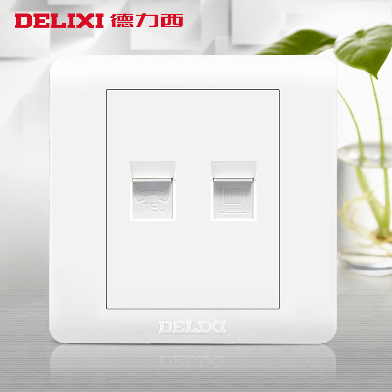 Delixi Telephone Computer Socket Panel 86 Type - Home Phone Network ...