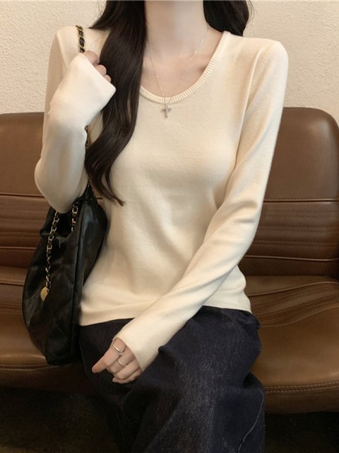 Small short V-neck inner sweater for women in spring, autumn and winter ...