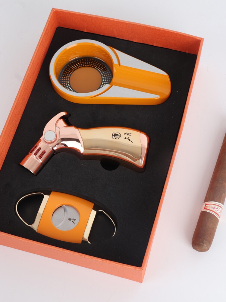 Cigar Tool Set - 3-in-1 Ashtray, Cutter, & Lighter