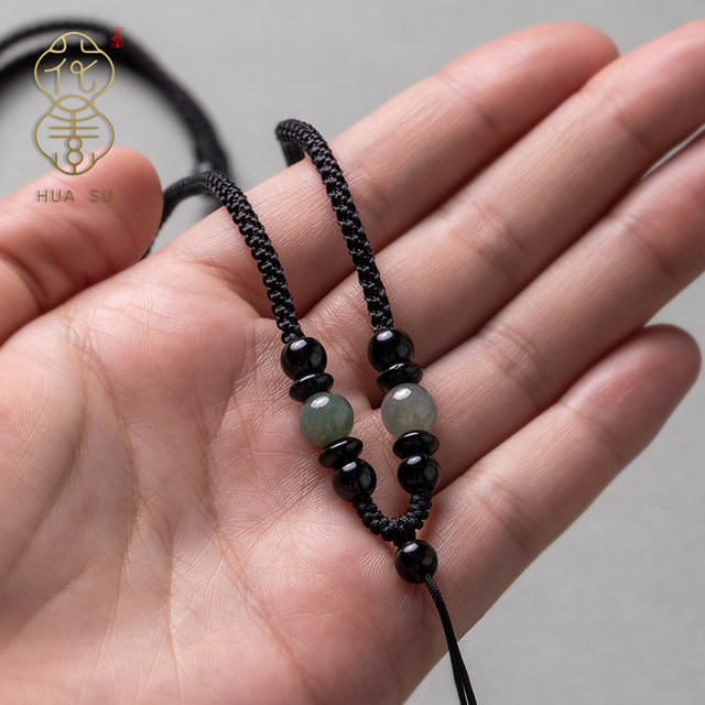 Year of the Snake obsidian agate jade pendant rope hand-woven necklace ...