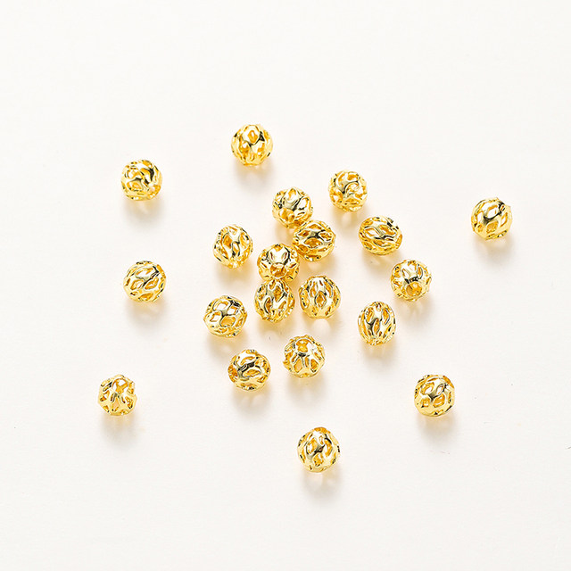 Color-preserving 14K gold-filled 18k beads loose beads hollow round ...