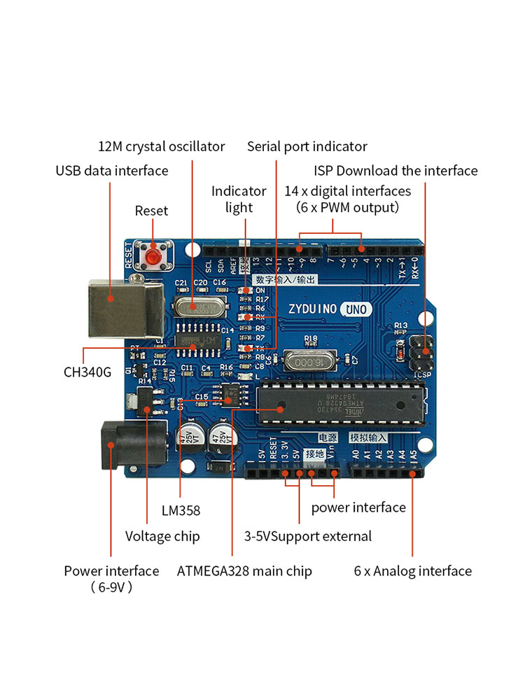 Youchuangxiang Arduino Uno R3 Ontwikkelbord - ATmega328P Leerkit