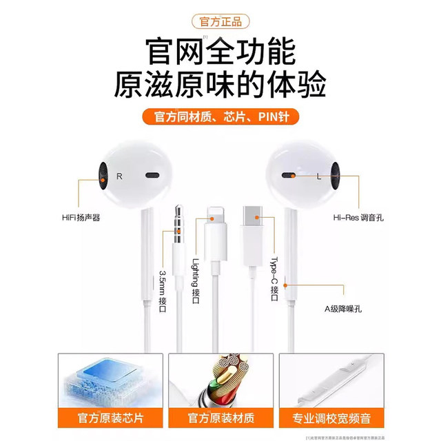 Suitable for Apple wired headphones 15 with cable iphone original ...