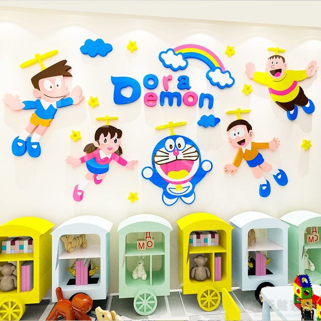 Children's room boys and girls bedroom bedside layout Doraemon Doraemon ...