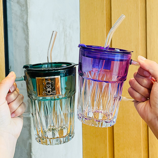 European household diamond cup electroplated colored glass water cup ...