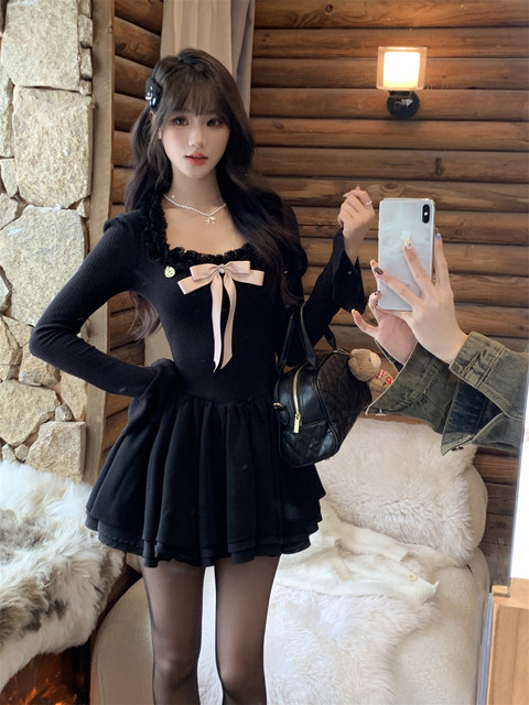 Vietnamese and Korean Xiaoyu Champs Elysees Ballet Rich Girl Dress Women 2025 Spring Black Pure ...