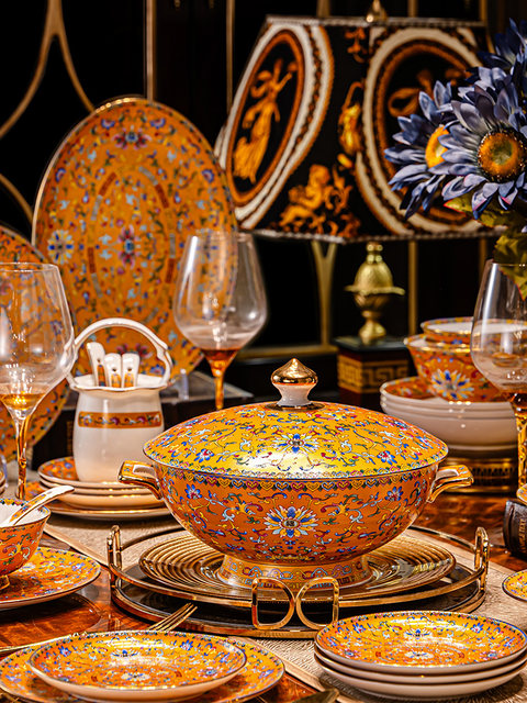 Composi Luxury Enamel Tableware Jingdezhen Light Luxury High-End Palace ...