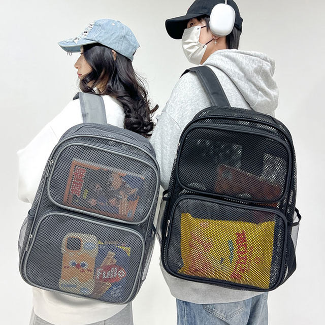 Transparent mesh backpack for women 2024 new large capacity high school ...