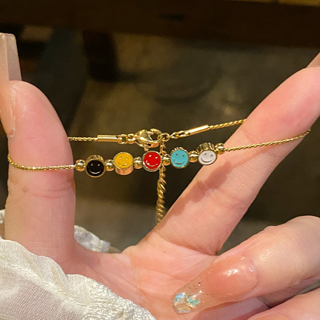 Colorful Smiling Face Titanium Steel Bracelet Light Luxury Niche ...