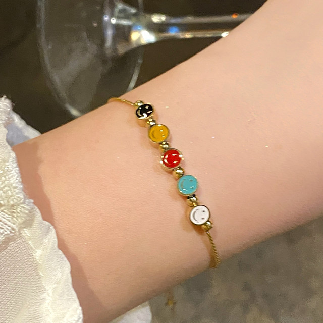 Colorful Smiling Face Titanium Steel Bracelet Light Luxury Niche ...