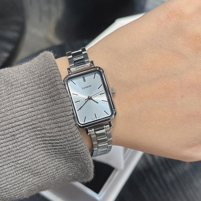 casio Casio watch women's small square light luxury niche ins style student model electronic LTP ...