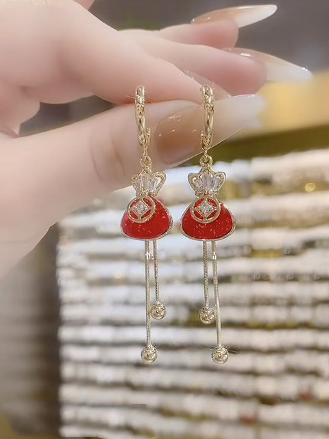 Chinese style transfer money bag earline light luxury high -level red ...