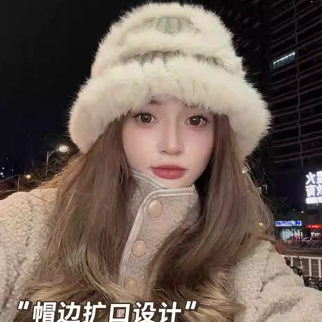 Real rabbit fur hat for women in autumn and winter thickened warm ear ...