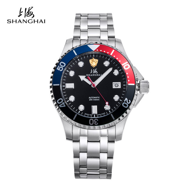 Shanghai watch men's automatic mechanical watch green ghost diving ...