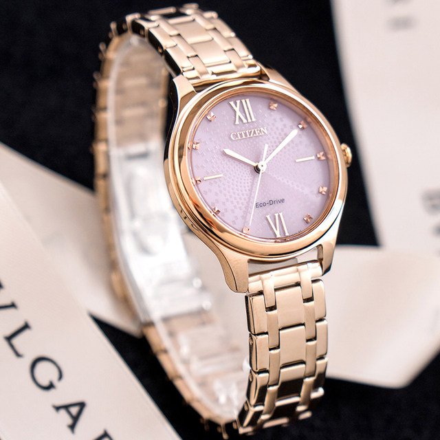 Citizen simple style watch women's light kinetic energy new rose ...