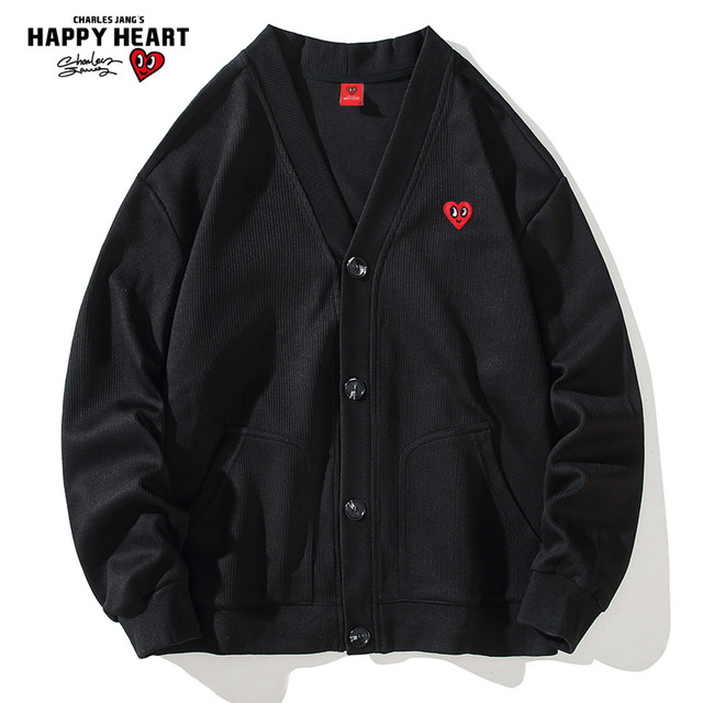 Charles Heart Sweater Men's Loose Textured Love Embroidered Knitted ...