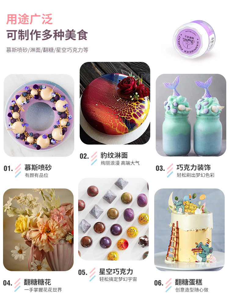 Shanni 96色フォンダントパウダー - ケーキ、ムース＆キャンディ着色料