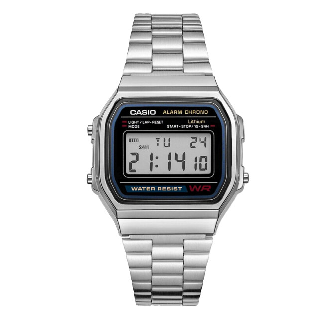 Genuine Casio Casio watch men's small square small silver retro steel ...