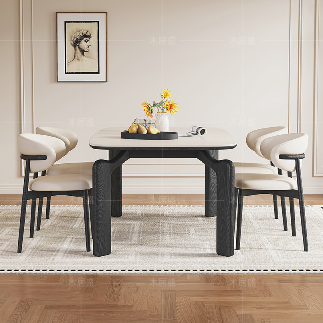 Muju Sheng French Alphanted Mu solid wood rock panel table and chair ...