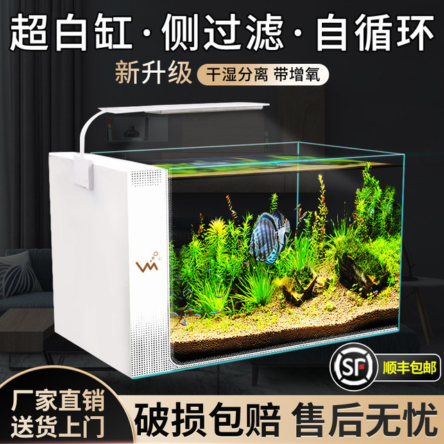 New ultra-white glass landscaping small fish tank living room home ...
