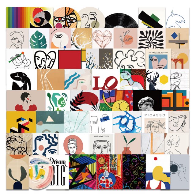 65 abstract art cards, graffiti stickers, DIY decorative luggage ...