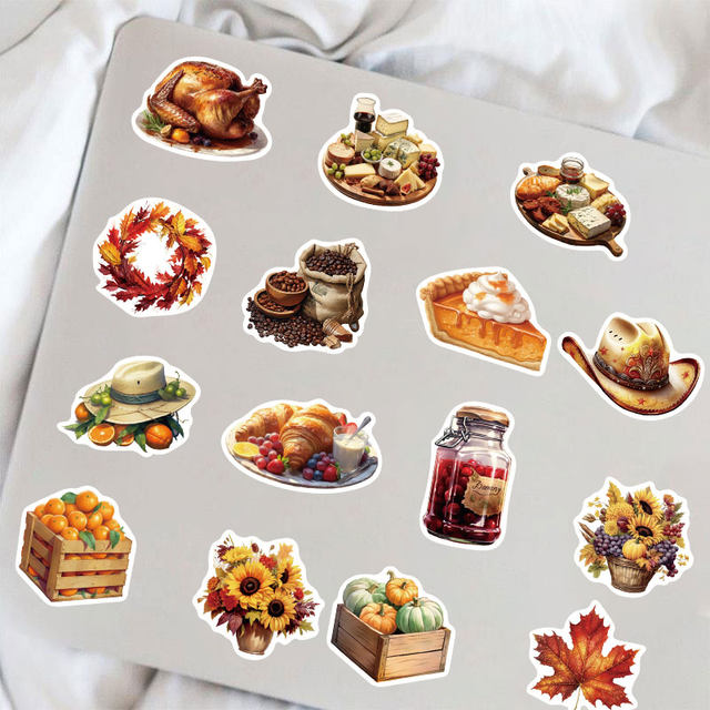 50 Thanksgiving stickers ins style food phone case laptop suitcase ...