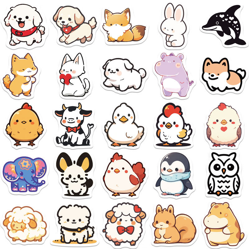 90 minimalist animal stickers simple cartoon cute mobile phone case ...