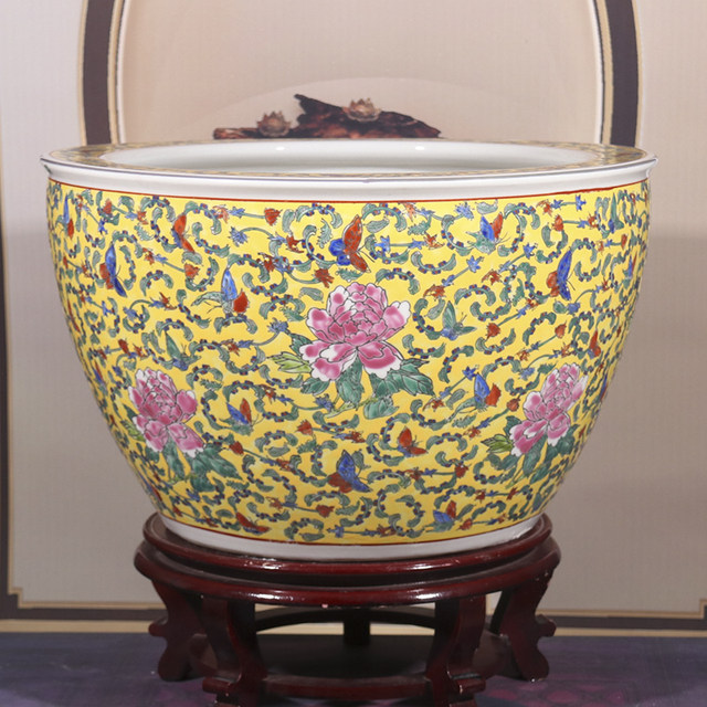 Jingdezhen retro hand -painted ceramic fish tank yard