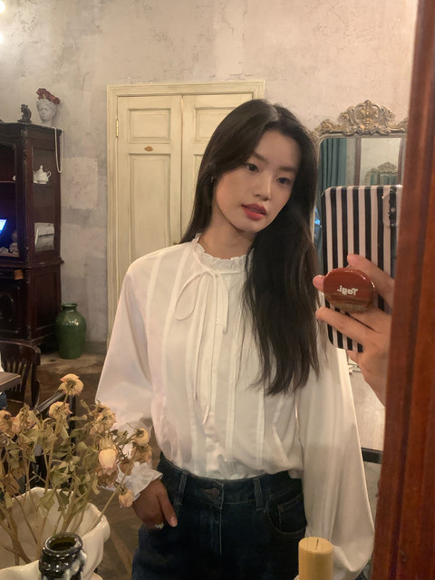 pusumede French ruffled shirt for women new lace stand collar inner ...