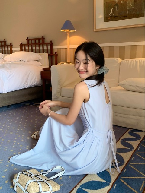 Pusumede white round neckless sleeveless dresses female summer French ...