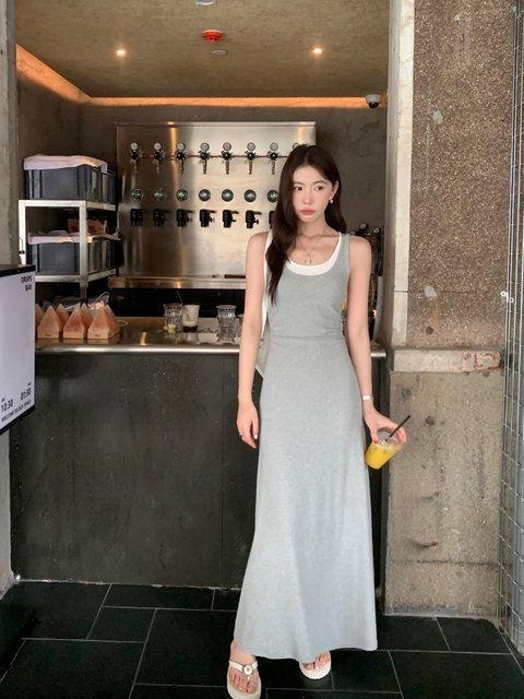 pusumede fake two vest dresses women design sense niche sleeveless ...