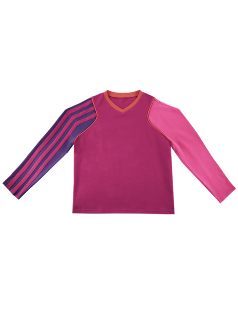 Oink oink color block ice hockey jersey couple long-sleeved sweatshirt ...