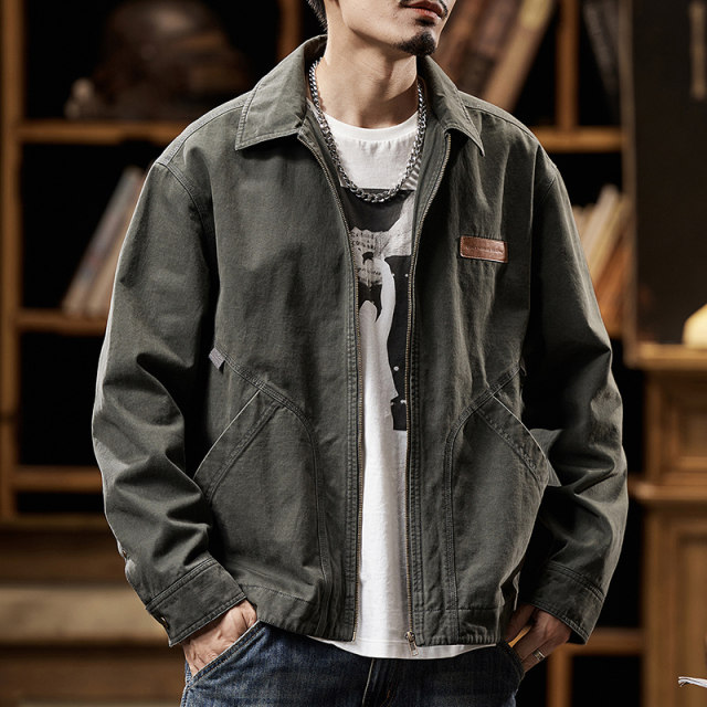 Detroit work jacket men's spring and autumn style 2025 new American ...