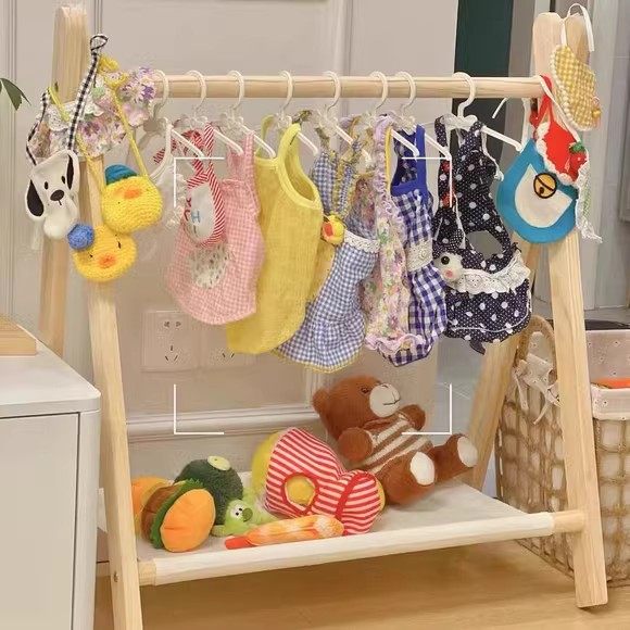Pet clothes hanger floor-standing wardrobe solid wood dog and cat ...