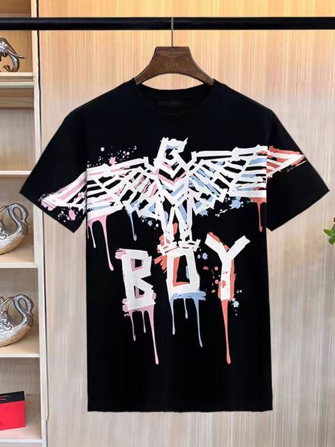 boy short-sleeved summer new hot stamping splash ink color printing ...