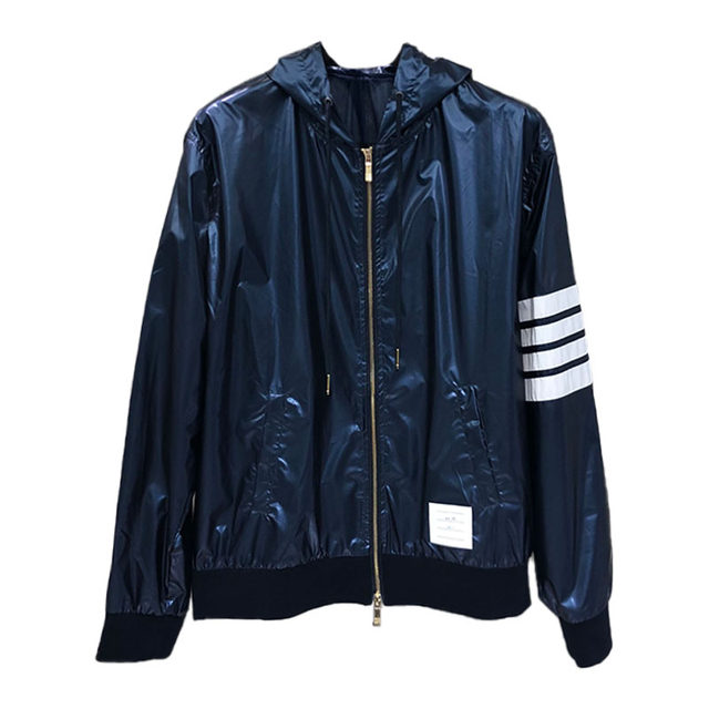 TB jacket Men's hooded autumn and winter new Korean tide brand satin ...