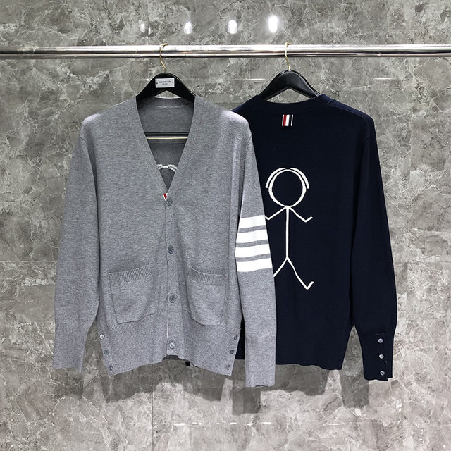 Tb Four-Stripe Stickman Sweater Knit Cardigan Unisex Couple Style V ...