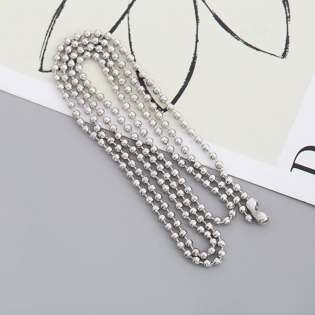 Stainless Steel Bead Chain 2.4mm Bead Silver Wave Bead Chain Tag Chain ...