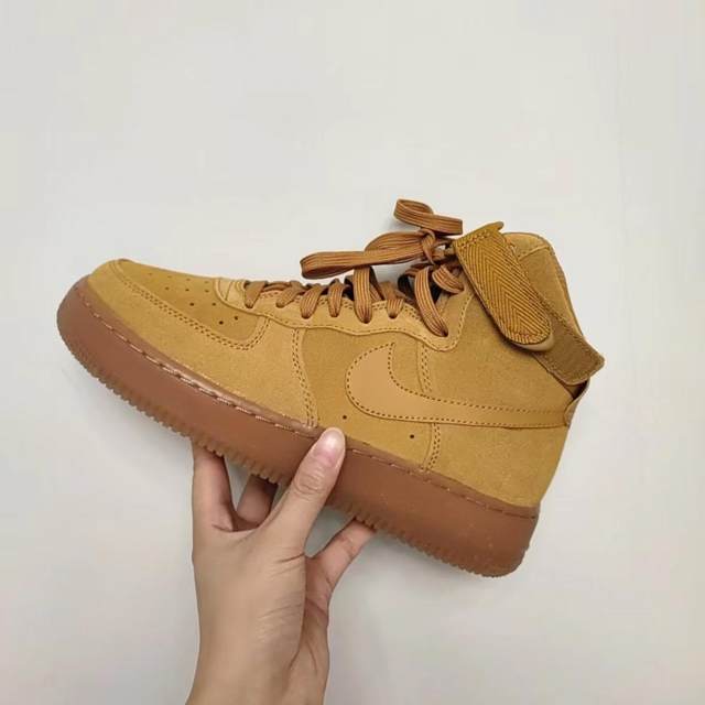 Nike/Nike AF1 Air Force No. 1 wheat suede high-top casual sneakers ...