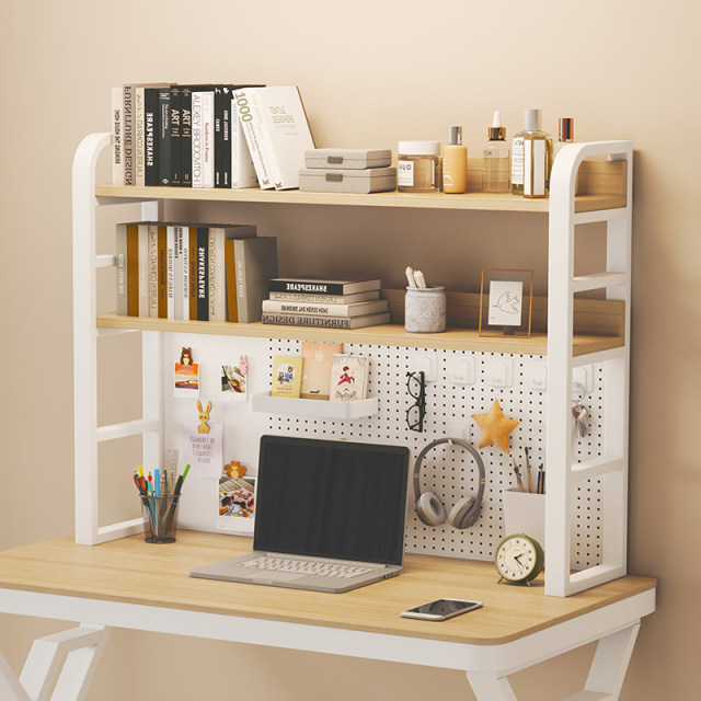 Desktop rack office desk multi-layer bookshelf wrought iron table ...
