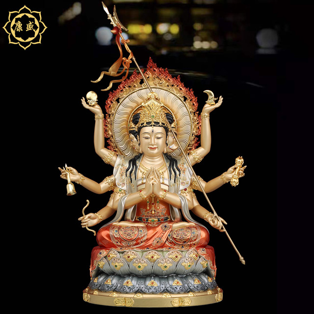 Taiwan gilt copper Doumu Yuanjun statue bronze sculpture painted Doumu ...
