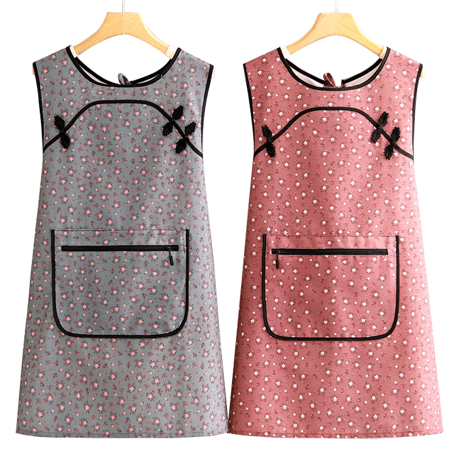 Chinese style retro canvas apron kitchen household anti-fouling ...