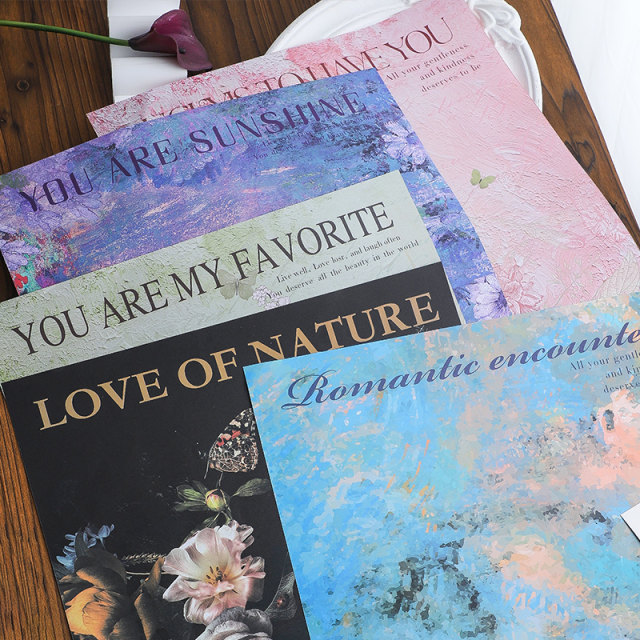 Ximeng Garden oil painting style flowers bouquet wrapping paper retro ...