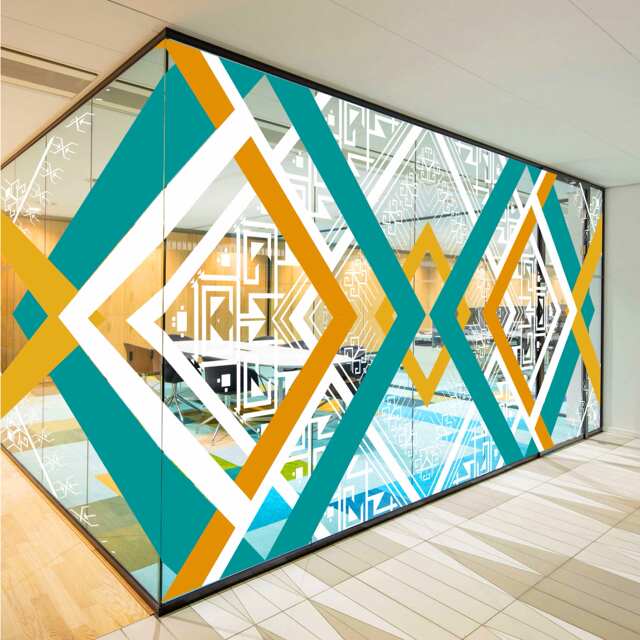 Customized office frosted glass film geometric creative company shading ...