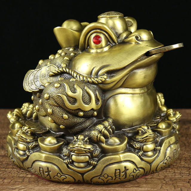 Brass Golden Toad Decoration Office Large Three-legged Three-legged ...