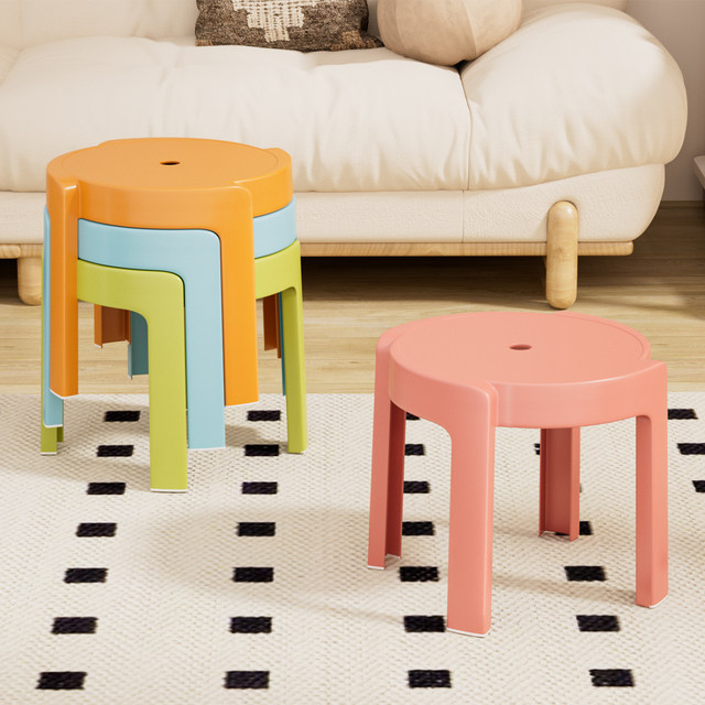 Thickened plastic small stool for household living room round stool for ...